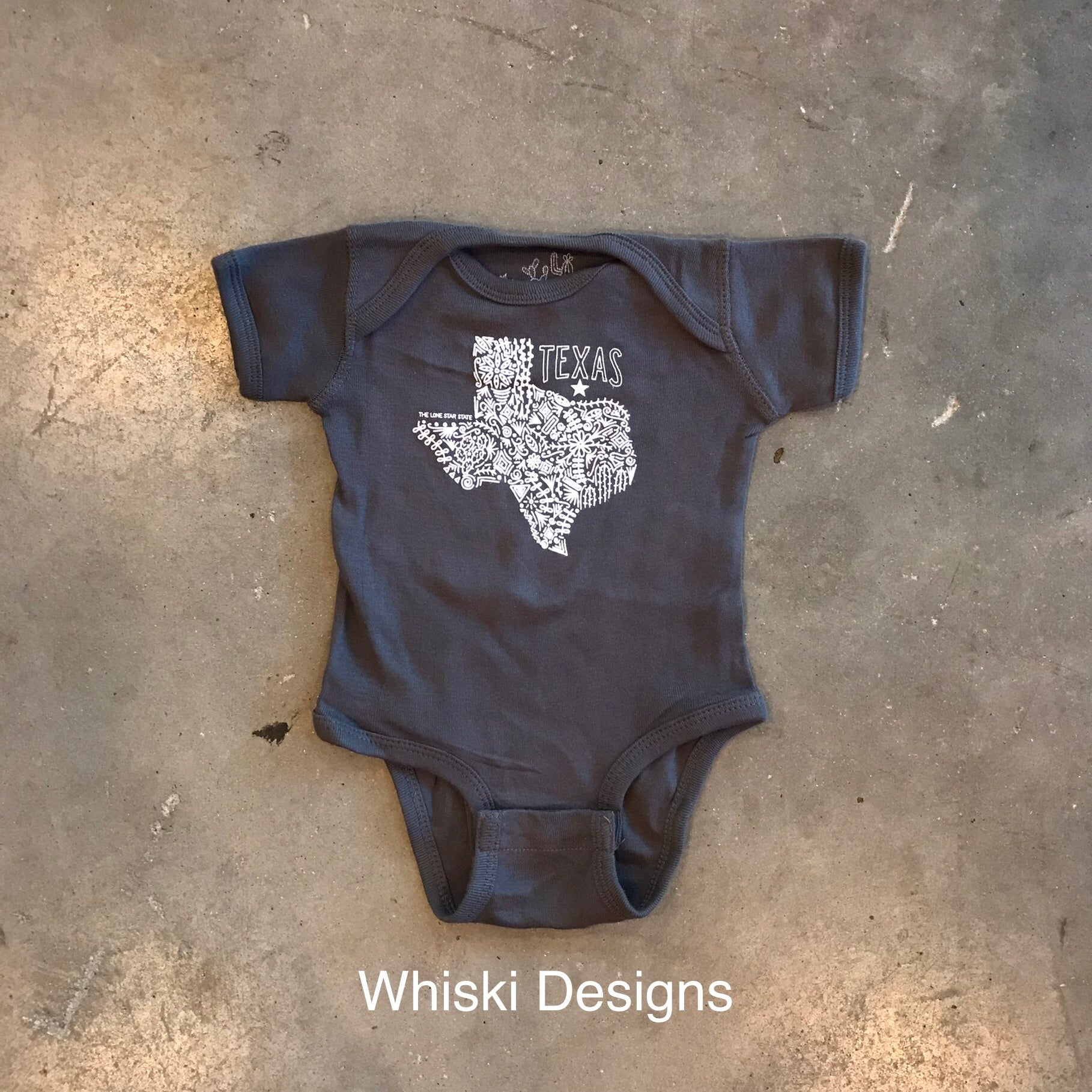 Texas Doodles Baby Onesie (White Print) | Whiski Designs